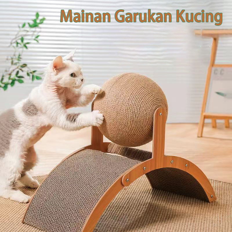 Jual Mainan Garukan Kucing/Bola Goresan Kucing Vertikal Tahan Aus/ Bola ...