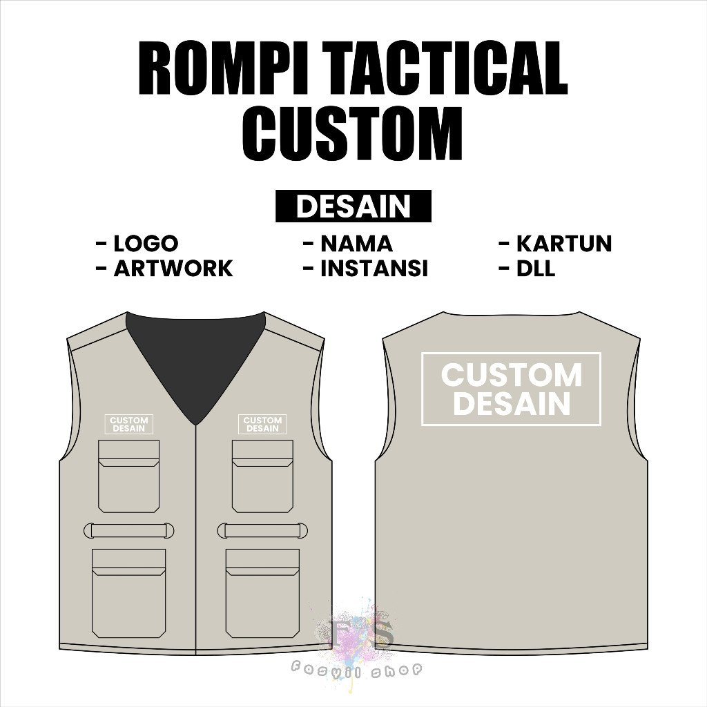 Jual Rompi Dewasa Custom Desain Logo dan Tulisan/Rompi KKN/Rompi Kargo ...