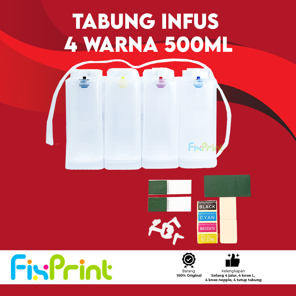 Jual Tabung Infus Kotak 4 Warna 500ml Tabung Printer Modif Infus Ink ...