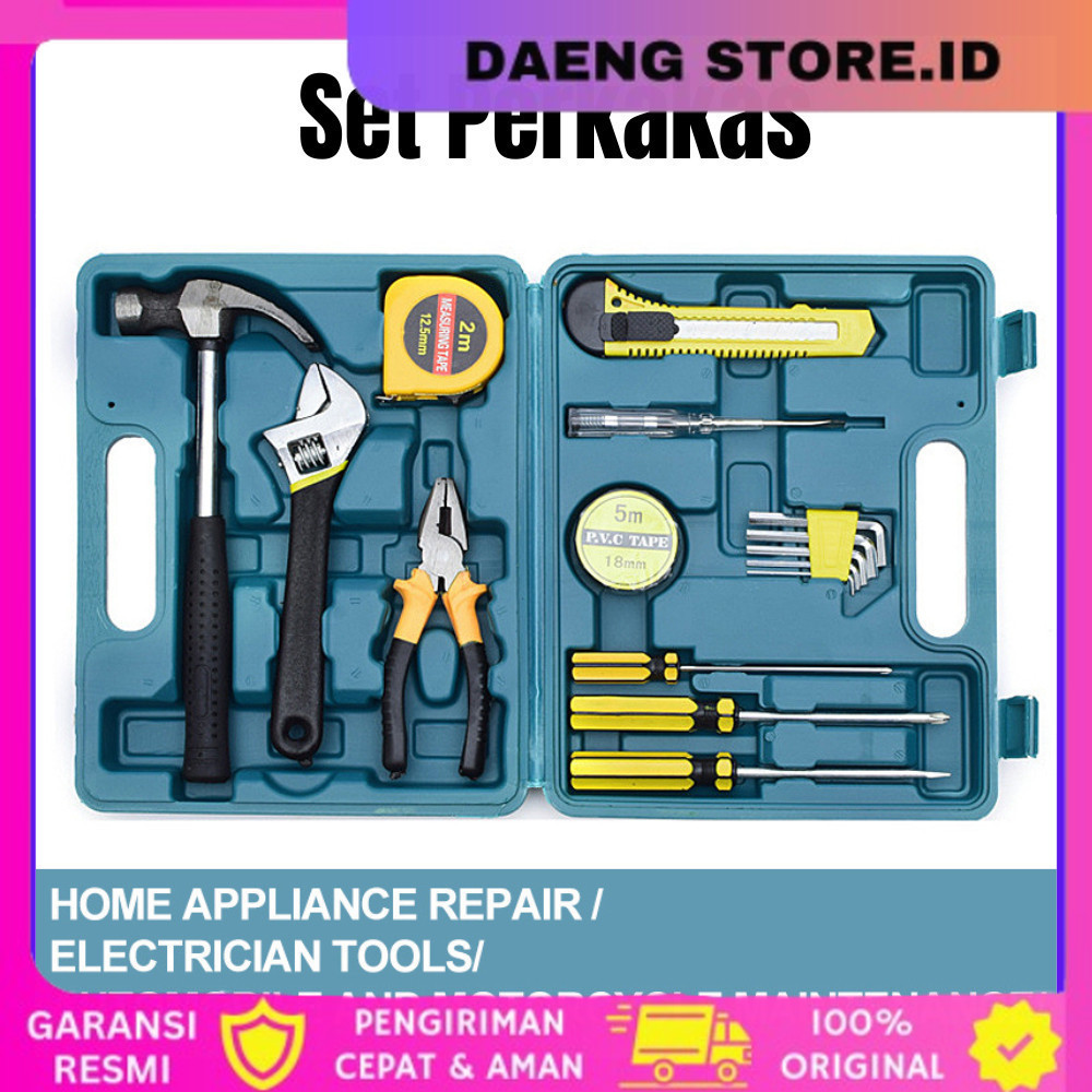 Jual SET PERKAKAS Tool Box 15 in 1 Set Perkakas Palu Tang Obeng Kunci ...