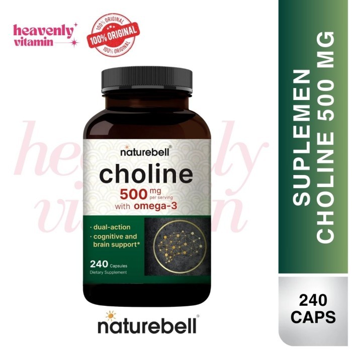 Jual Naturebell Choline 500 mg with Omega-3 - 240 Capsules, Non GMO ...