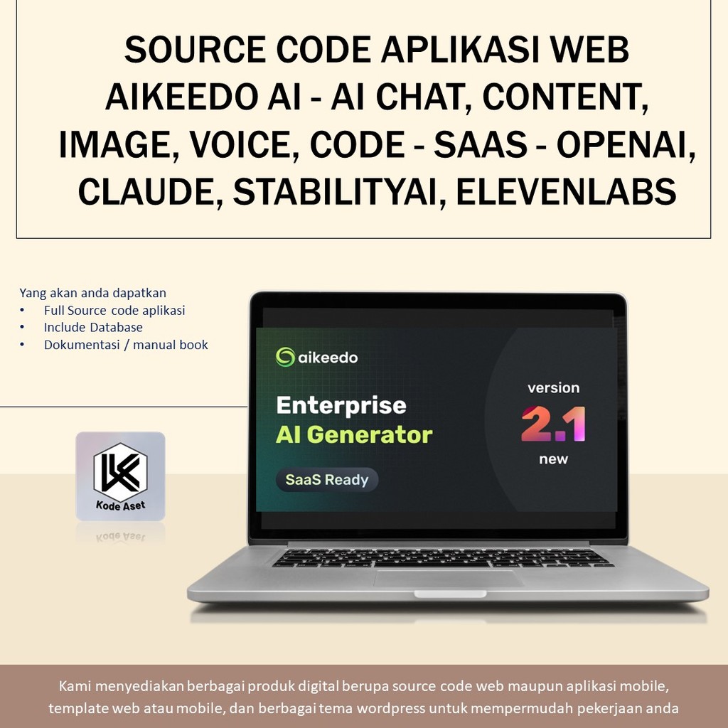Jual SOURCE CODE APLIKASI WEB AIKEEDO AI - AI CHAT, CONTENT, IMAGE, VOICE, CODE - SAAS - OPENAI ...