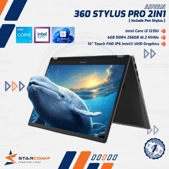Jual ADVAN 360 Stylus Pro 2in1 Intel i3 1215U 8GB 256GB 14" Touch FHD ...