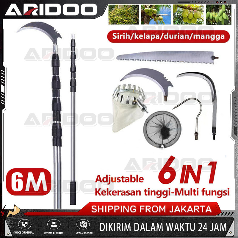 Jual 6M 6/5in1 Tongkat Panjang Untuk Petik Buah metal fruit picker Alat Petik Buah Tongkat ...