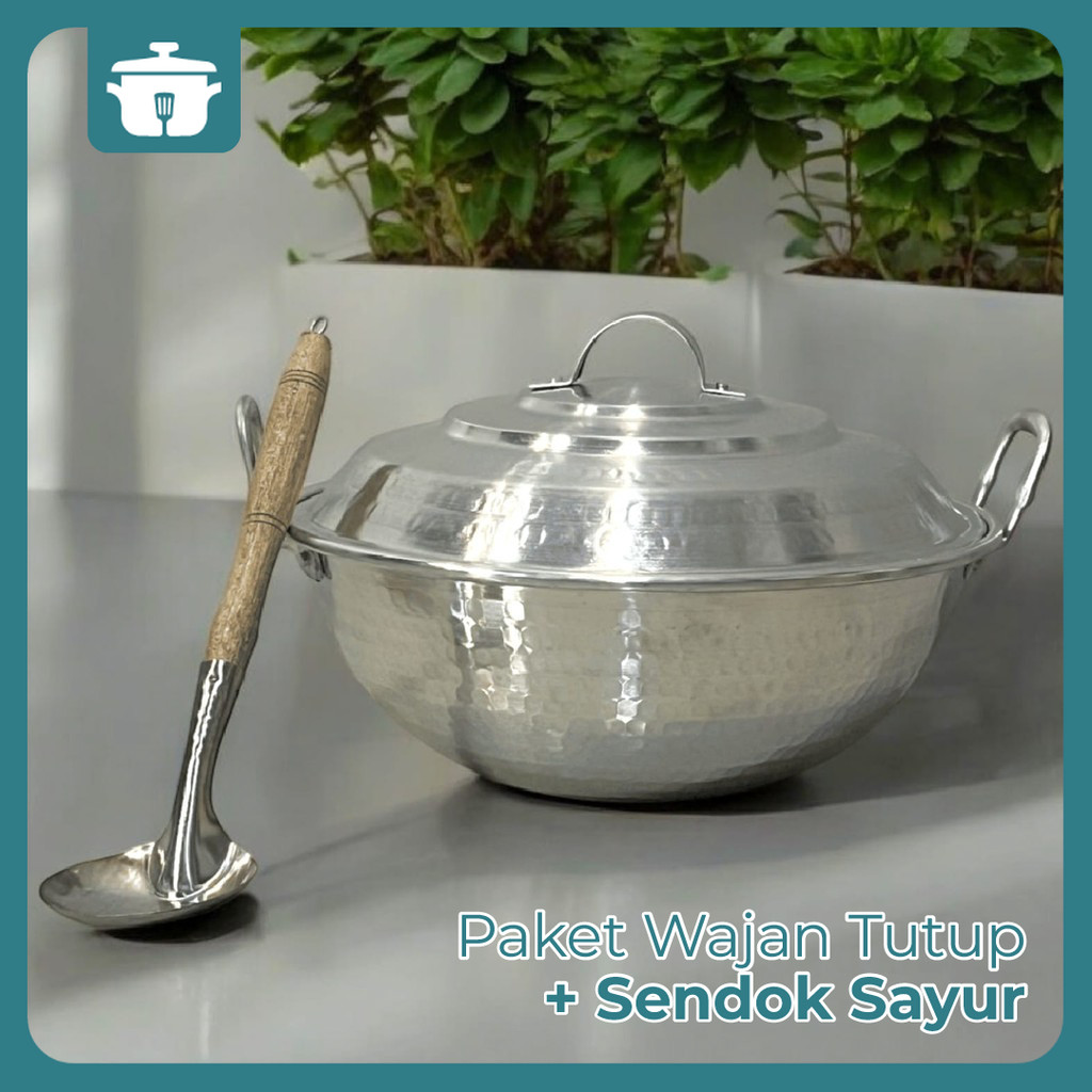 Jual Paket Wajan penggorengan tutup + Sendok Sayur tebal anti lengket ...