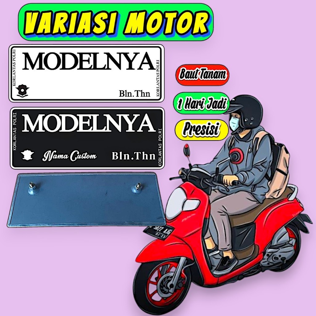 Jual Tanda peringatan motor(plat nomor motor)FONT TERBARU WARNA PUTIH ...