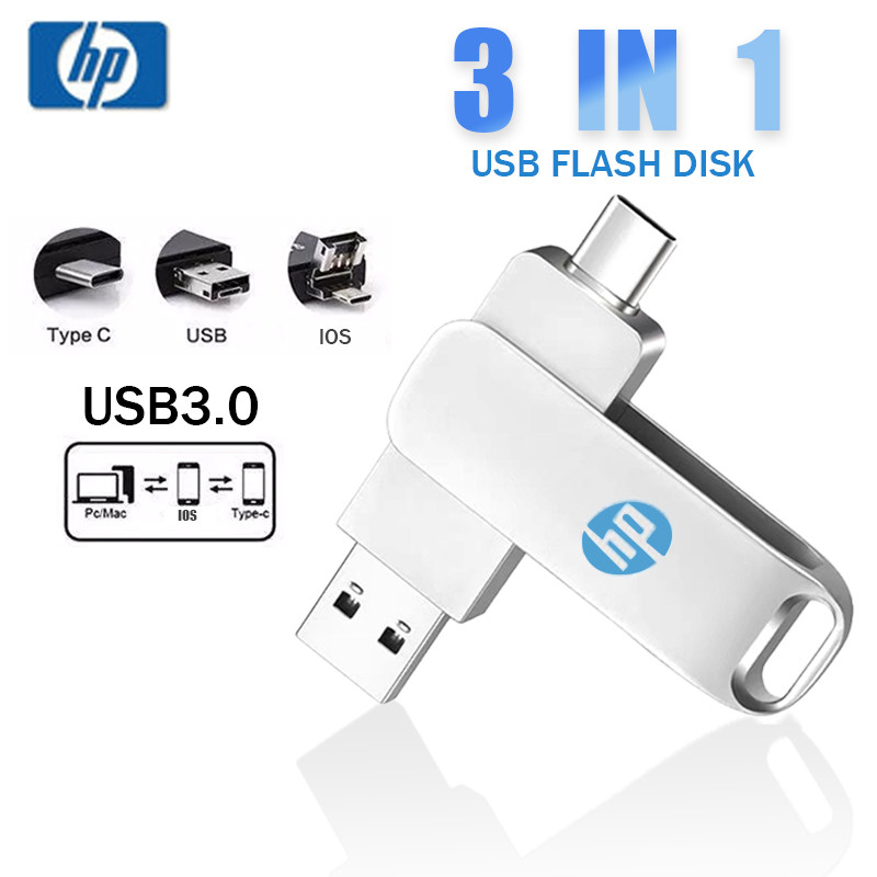 Jual Lightning Type-c Flashdisk OTG 1TB Flash Drive 3 in 1 Rotation Pen ...