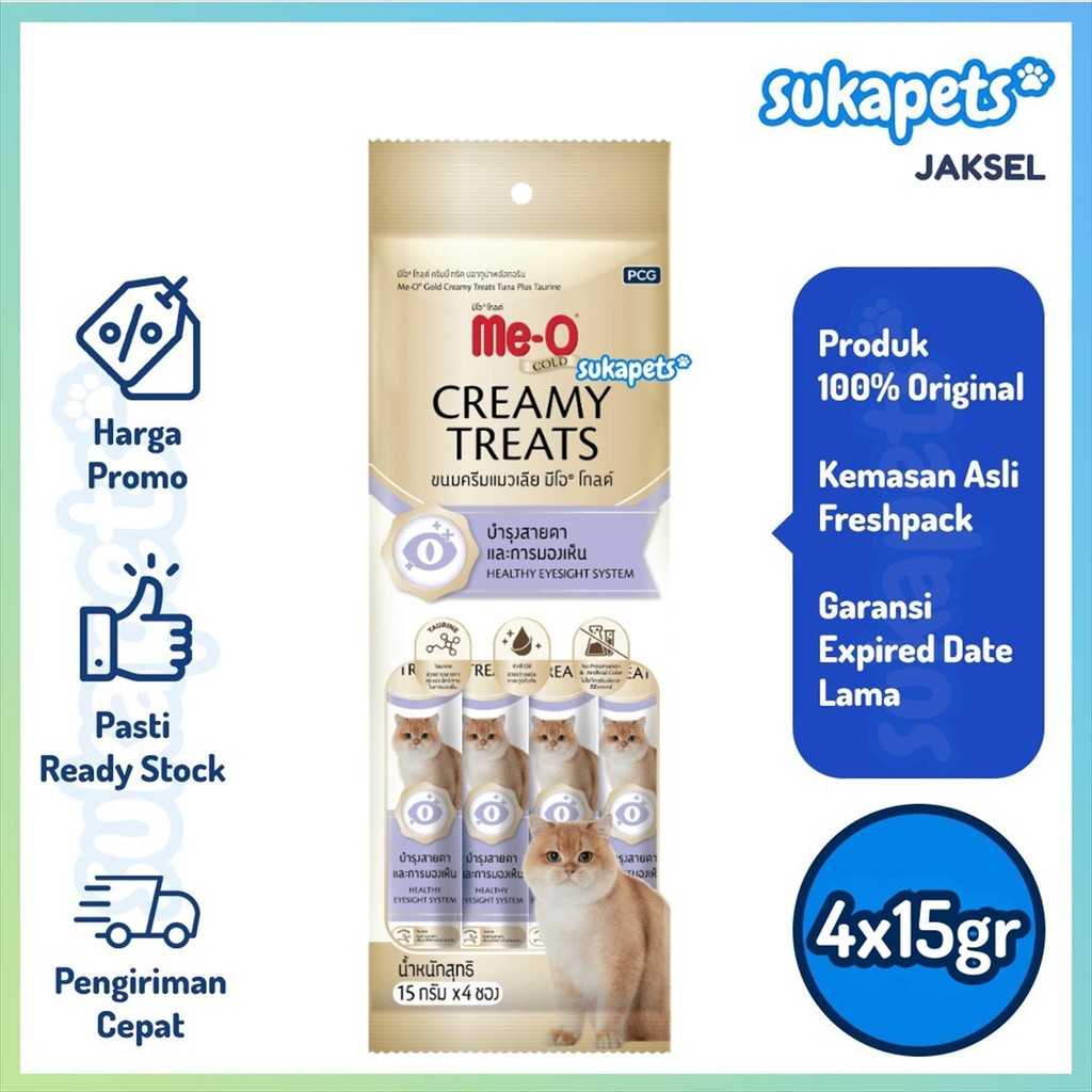 Jual Meo Gold Creamy Treats Tuna Plus Taurine Healthy Eyesight 4x15gr ...