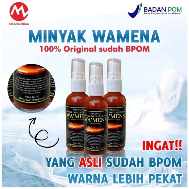 Jual privasi aman Minyak Urut Wa'mena 60ml Bahan Tradisional 100%ampuh Bahan Alami Daun Pembesar ...