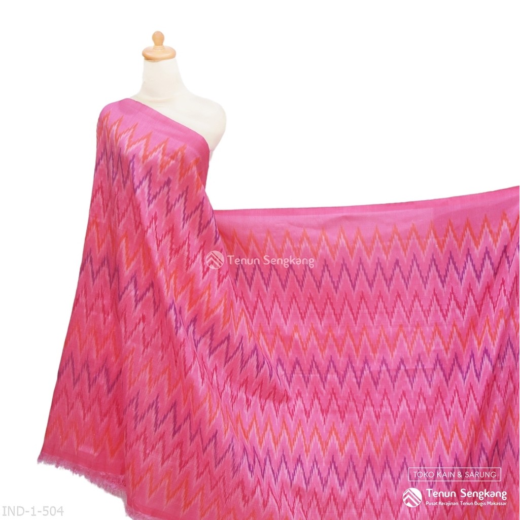 Jual Kain Tenun Ikat Sutra Bugis Makassar Pink- Tenun Sengkang IND-1 ...