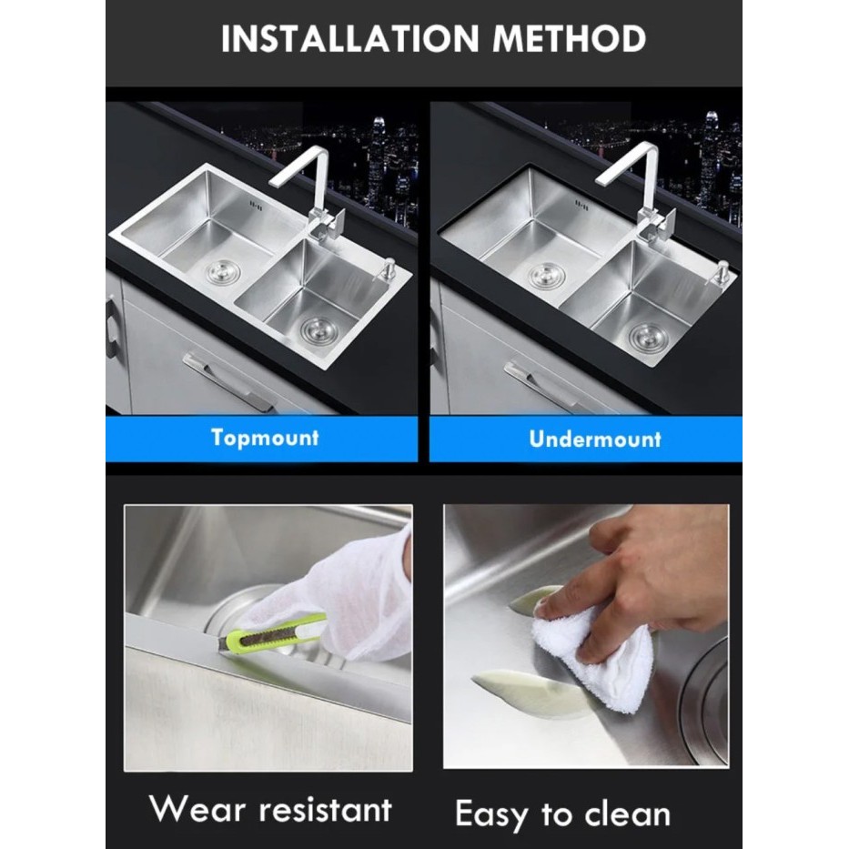 Jual BEST -DWECK - Kitchen Sink Stainless Silver 304 2 lubang ...