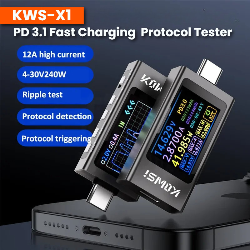 Jual KWS-X1 USB Type C Tester Voltmeter Current Voltage Power Meter ...