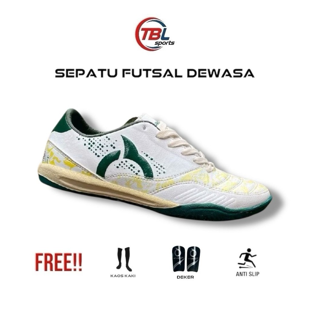 Jual TBL Sport - Sepatu Futsal Ortus Jagosala V2 Crem Hijau - Sepatu ...