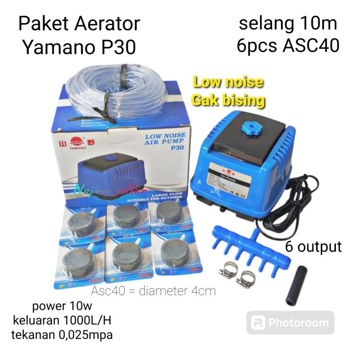 Jual Paket Yamano P30 p 30 Aerator 6 Lubang Silent Kebutuhan untuk Breeding, ternak budidaya ...