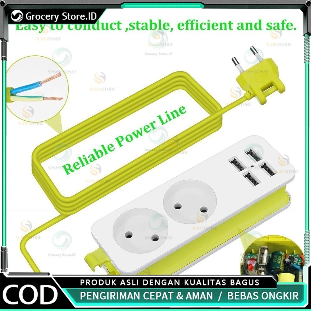 Jual Portable Stop Kontak Travel - 4 USB Port - Kabel 1,5 Meter/Stop ...