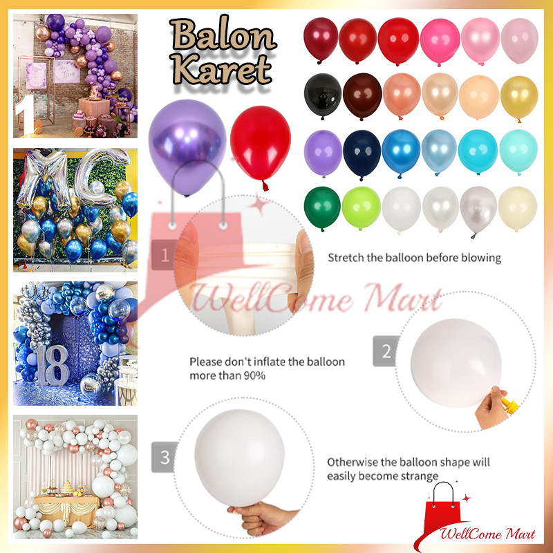 Jual Balon Karet Polos Warna Warni / Balon Metalik / Balon Dekorasi ...