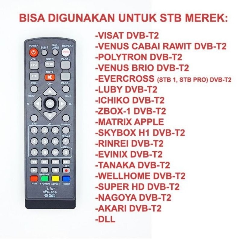 Jual REMOT JITU 909 STB / SET TOP BOX UNIVERSAL JITU STB-909 SEMUA MERK / REMOTE SEGALA MERK ...