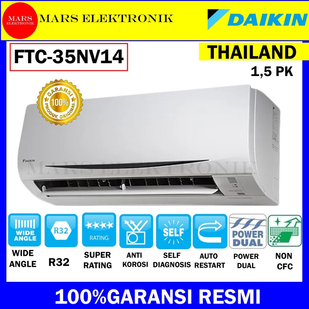 Jual AC DAIKIN THAILAND FTC-35NV14 / 1.5 PK - GARANSI RESMI / FTC 35 NV14 / PENDINGIN RUANGAN ...