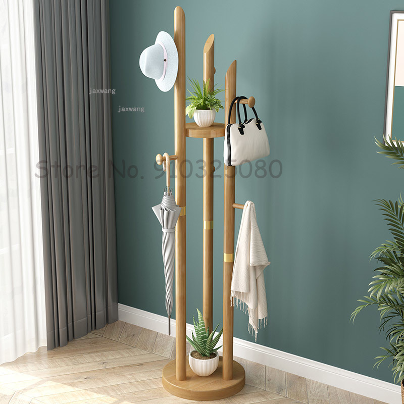 Jual Solid Wood Living Room Floor Coat Racks Simple Modern Home ...