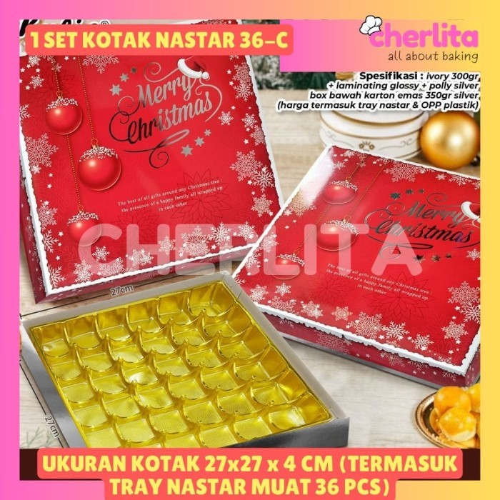 Jual Kotak Kue Nastar Natal / Box Kue Kering Christmas / Dus Stoples ...