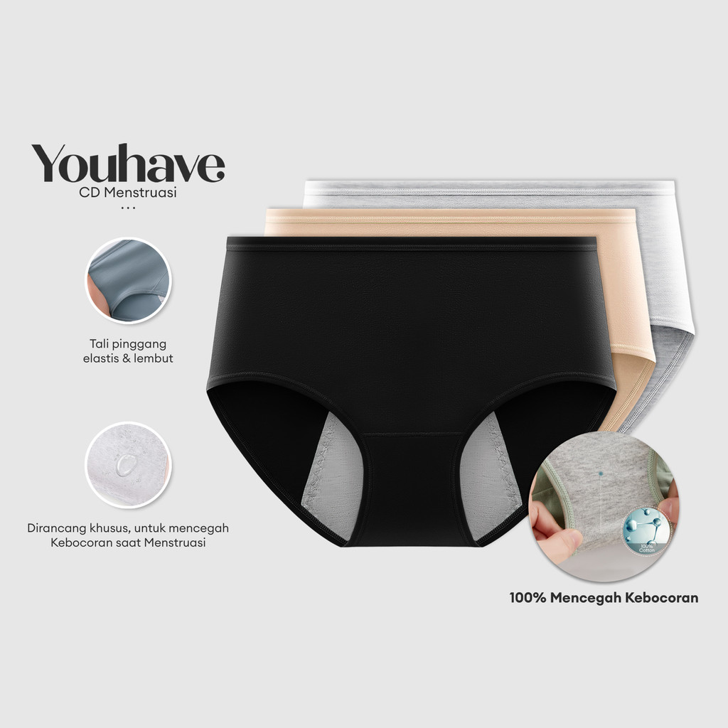 Jual YouHave ( You’ve ) 3 PCS Celana Dalam Menstruasi Haid Menstrual Panties Katun Murni Maxi ...