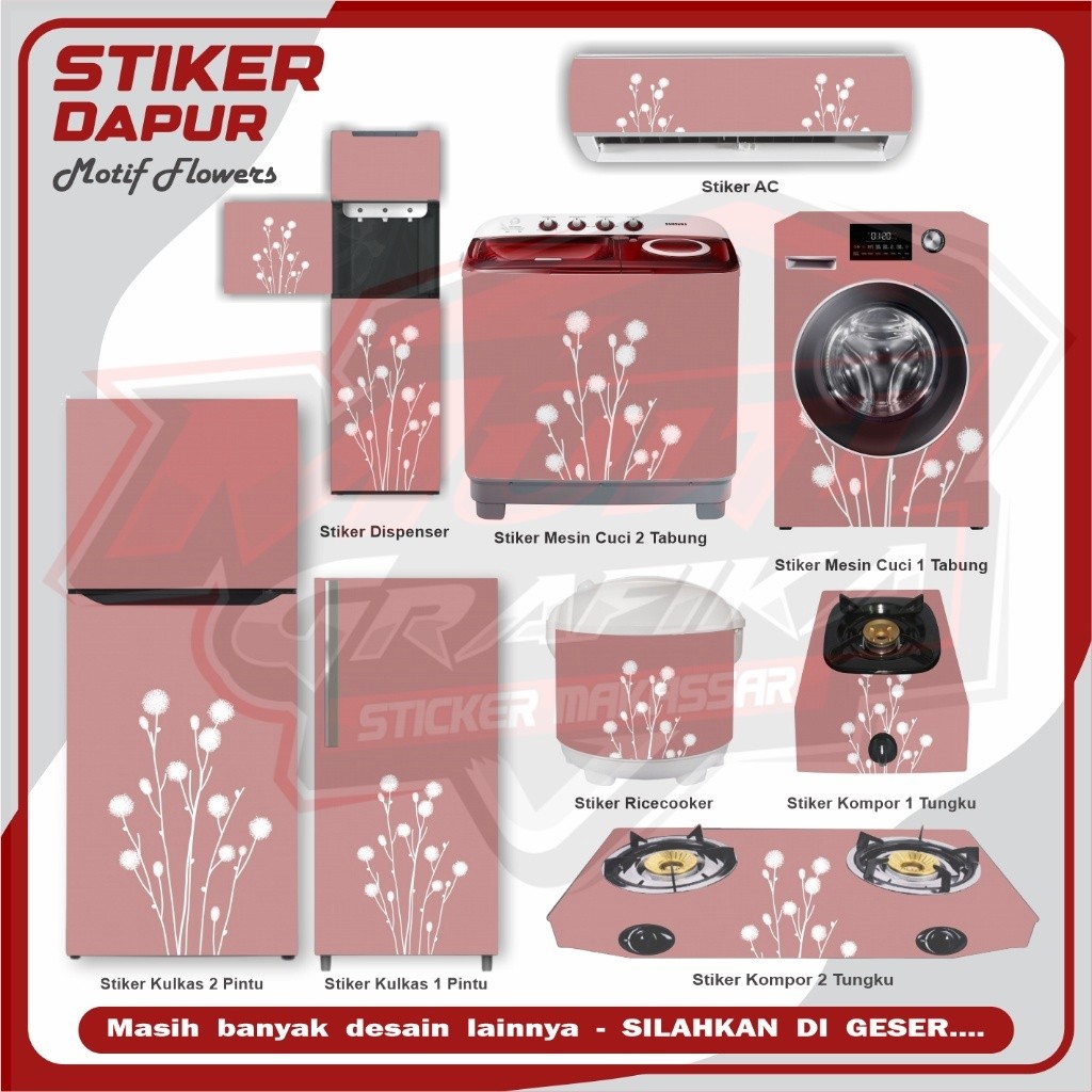 Jual Stiker sticker walpaper kulkas kompor mesin cuci 1 2 pintu tabung ...