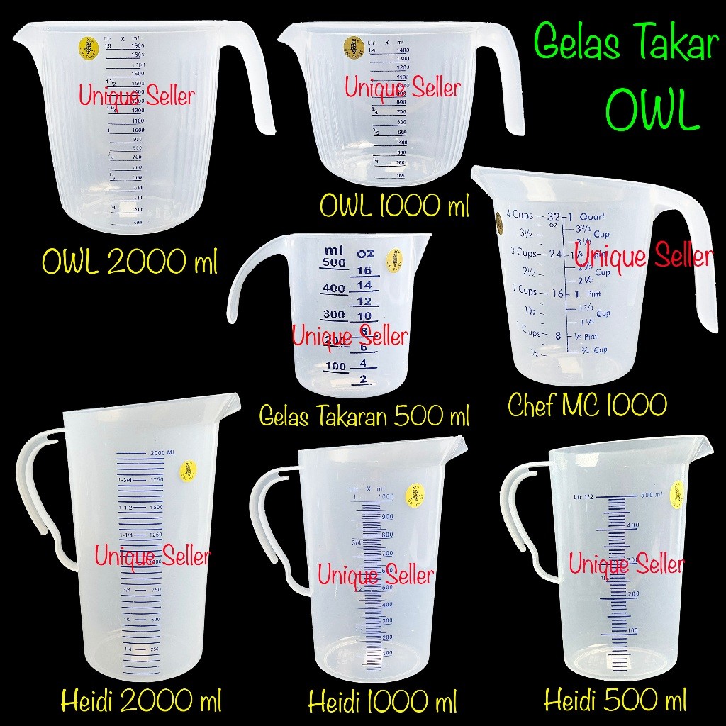 Jual Gelas Ukur 500ml 1000ml 1500ml 2000ml Tebal Gelas Takar OWL Measuring Cup 0.5 Liter 1 Liter ...
