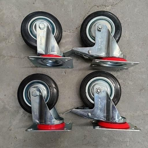 Jual PAKET 4 ITEM Roda Troli Ban Karet Roda Troli 4inch 2 Roda Hidup ...