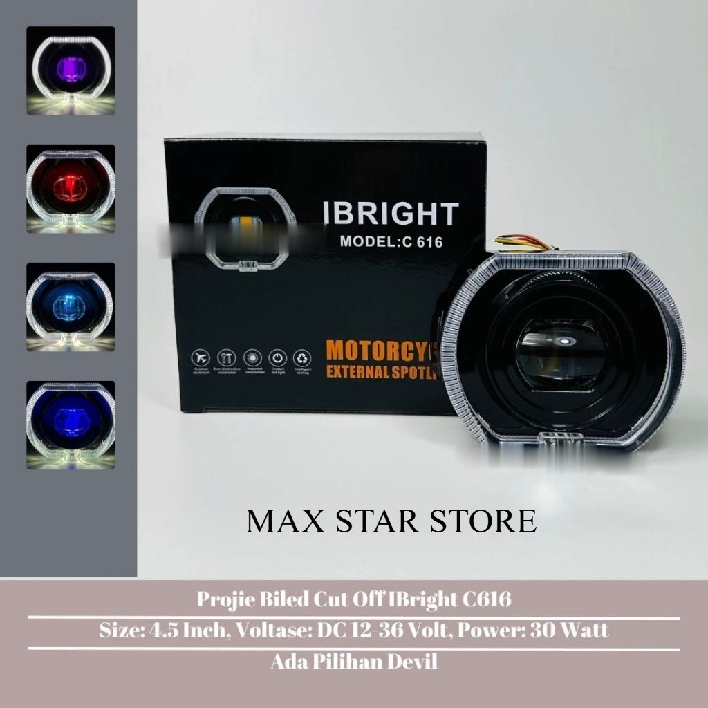 Jual TERSEDIA IBRIGHT Projie Biled Cut Off Tipe C616 4.5 Inch Body Hitam Lampu Motor Mobil ...