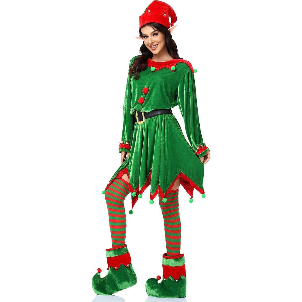 Jual Women Girl Elf Outfits ristmas Hat Boot Belt Dress Stocking ...