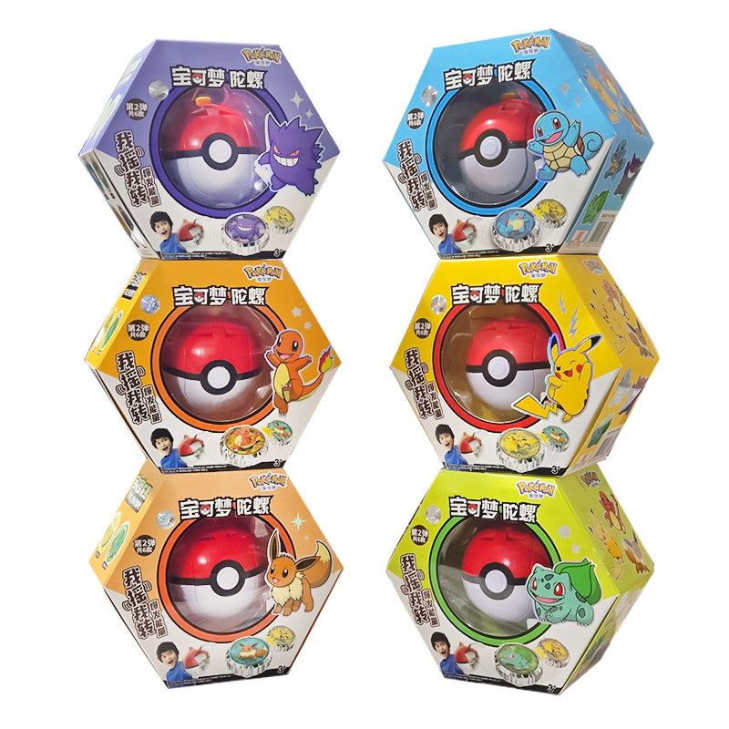 Jual 6 Styles Pokemon spinning top Pikachu figure elf monster poke ball ...