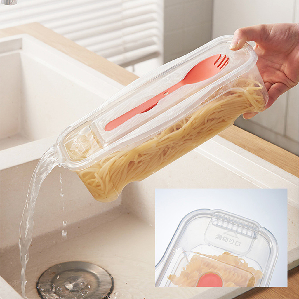 Jual Microwave Food Boxes with Lids 44oz Food Cooking Box with Strainer ...