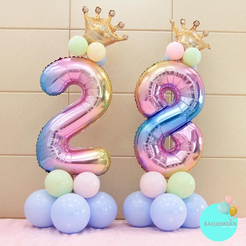 Jual STANDING BALON ANGKA GRADIEN DIY/BALON FOIL/BALON ULANG TAHUN ...
