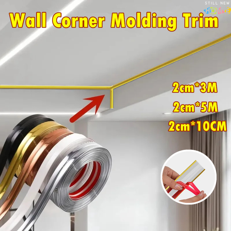 Jual 3/5/10M Wall Corner Molding Trim / Trim Cetakan Sudut Dinding ...