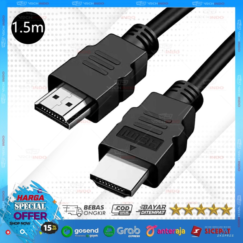 Jual Kabel HDMI Male to HDMI Male Panjang 150CM / 1.5M / 1.5 Meter ...