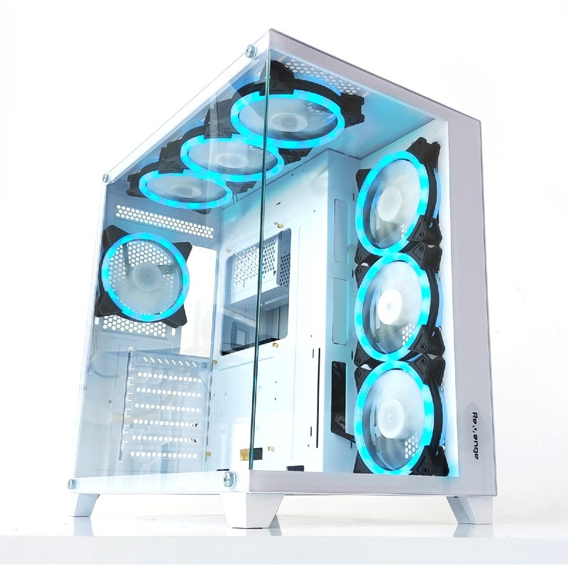 Jual Controlled White Supernova 7 RGB Fan ATX Tempered Glass Panel ...