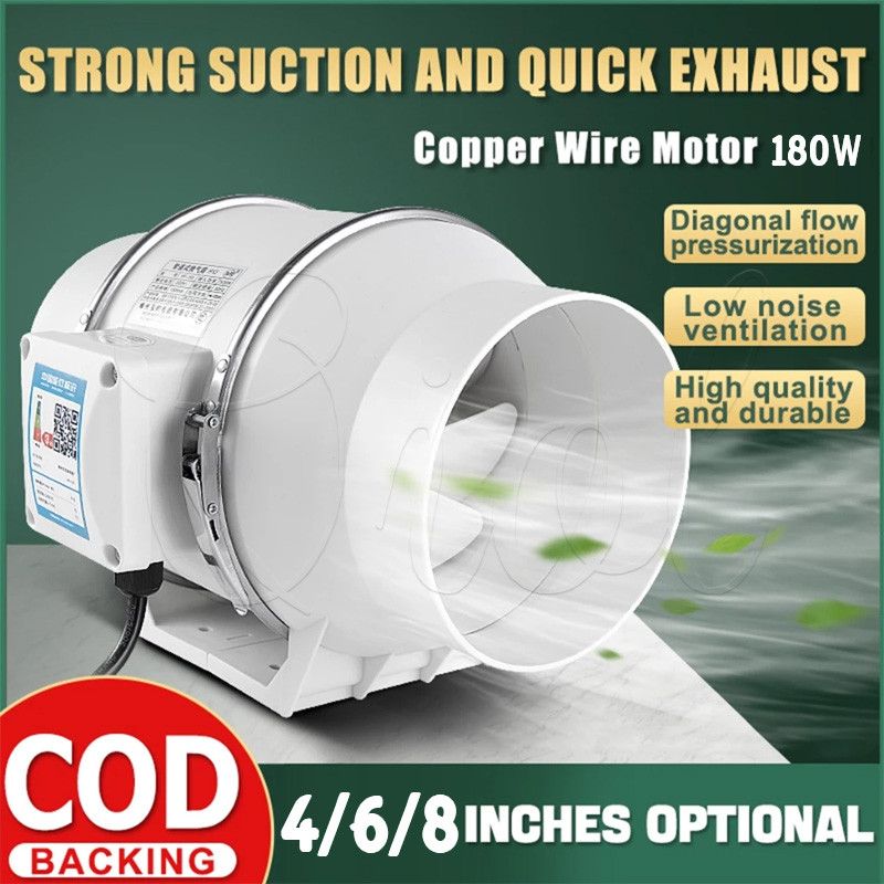 Jual inline duct exhaust fan dinding blower angin kipas blower 4" / 6 ...