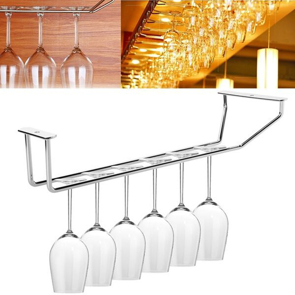 Jual 1/2/3Rows Stainless steel Rak Gelas Wine Besi Gantungan Gelas Wine Tempat cangkir yang ...