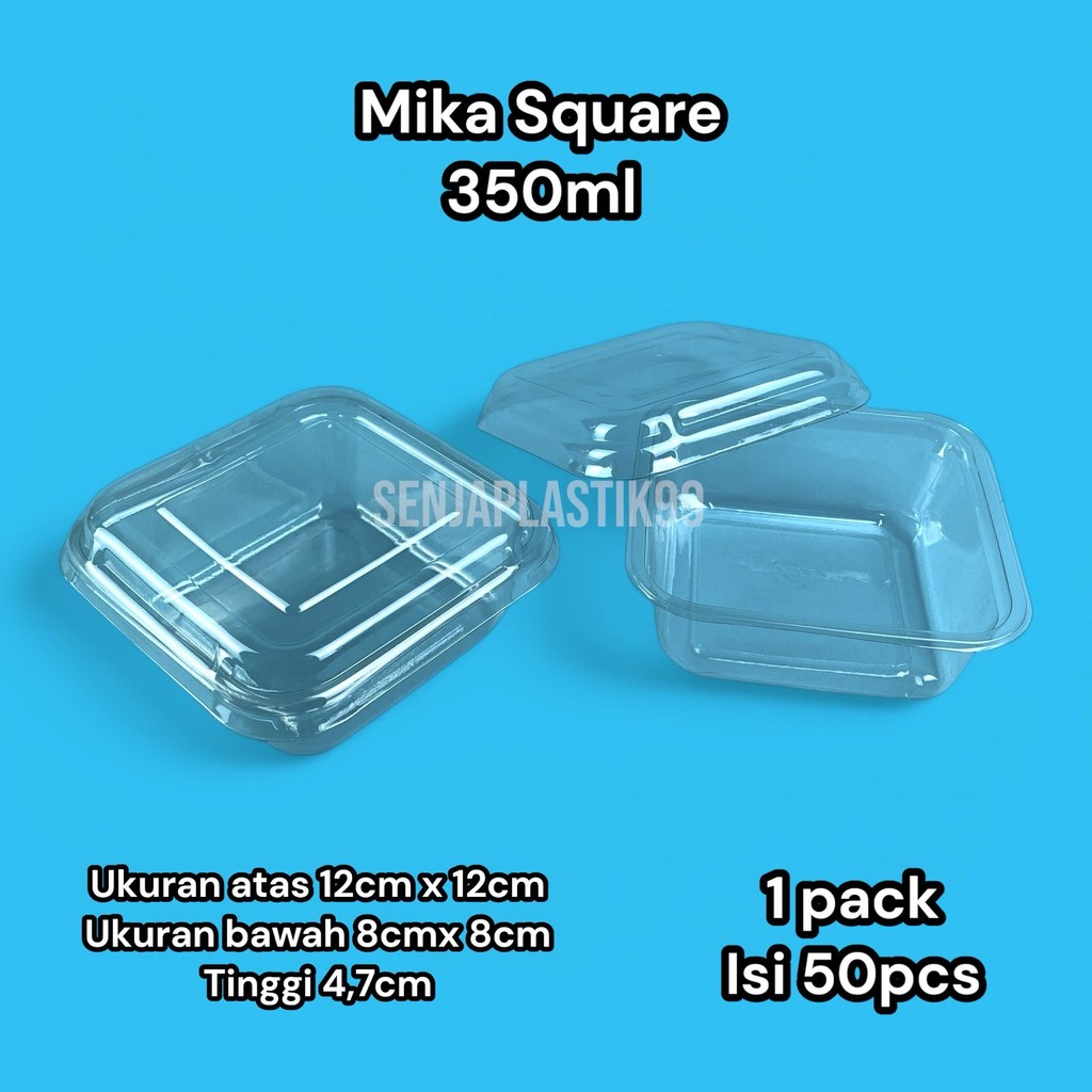 Jual (ISI 50) Mika Plastik 350ml Square Kotak Persegi / Mika Kotak Buah ...