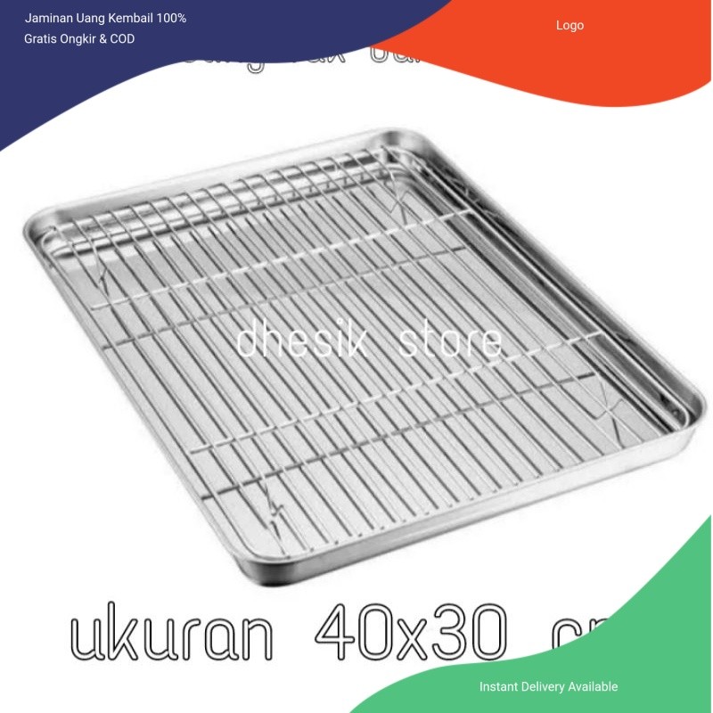 Jual cooling rak dan loyang peniris makanan ukuran 40x30 cm | Shopee ...