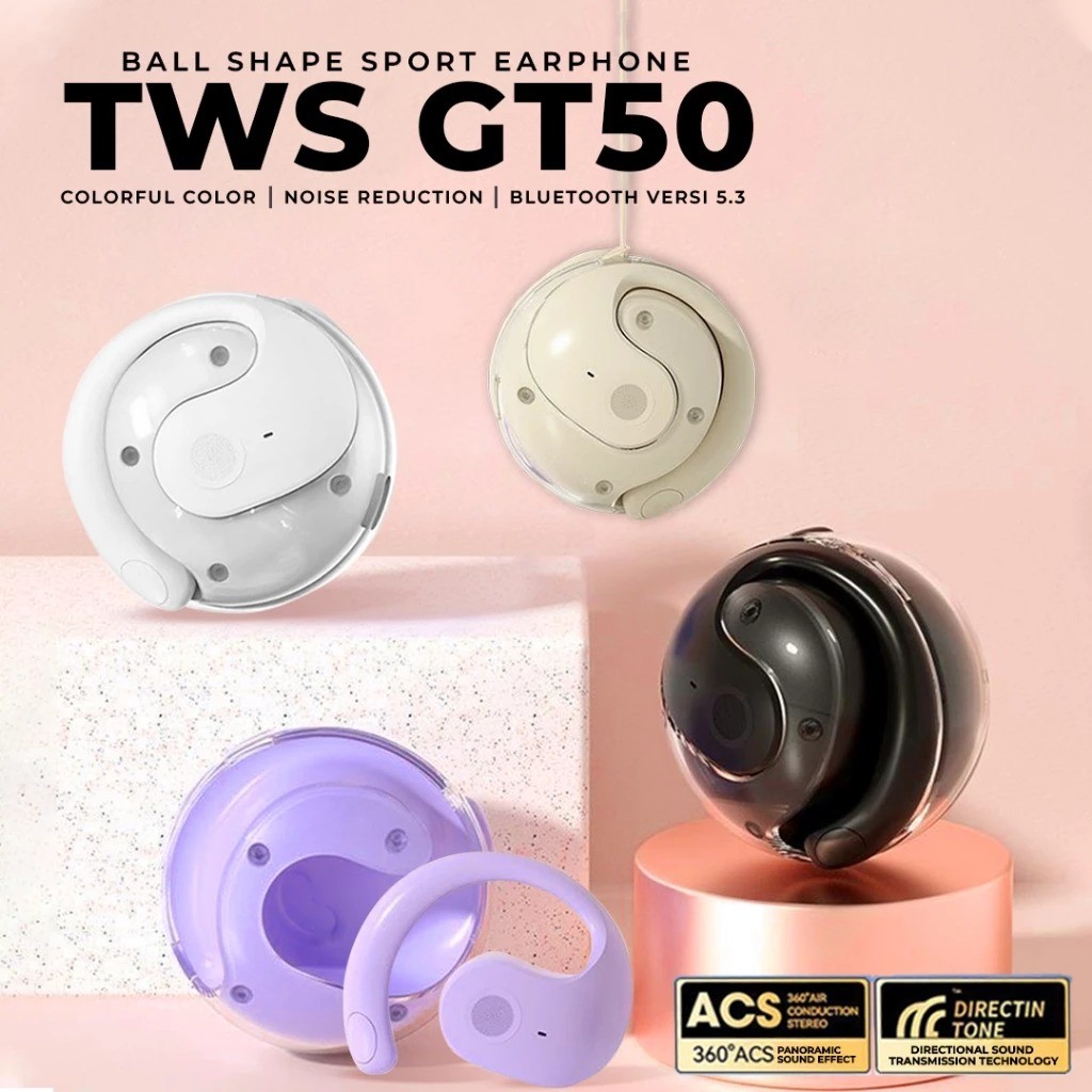 Jual Earphone Open Ear Bone Conduction Headset Bluetooth GT50 Noise ...