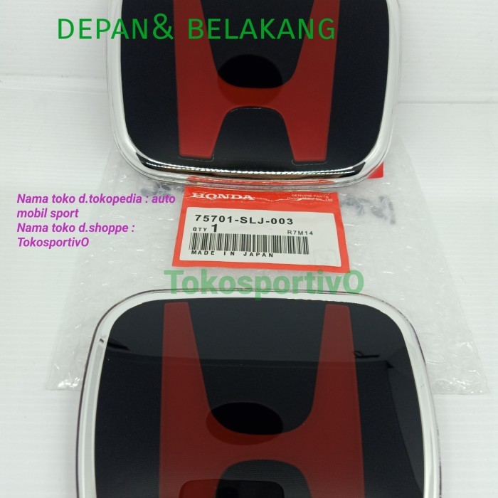 Jual Logo/Emblem/Lambang Honda merah/hitam original all new Brio 2018 ...