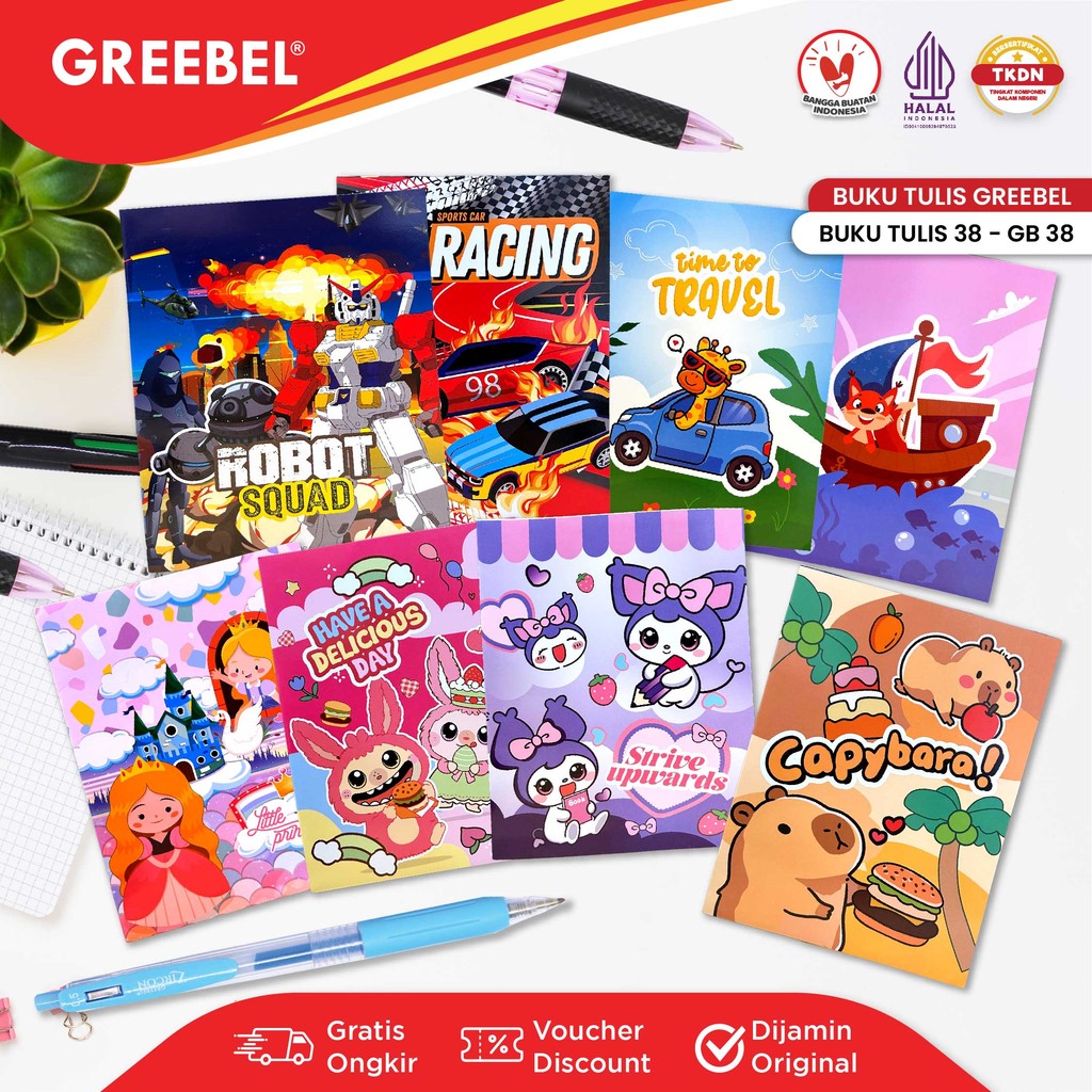 Jual GREEBEL Buku Tulis 38 Lembar (10PCS/PAK) / Buku Tulis Sekolah isi ...