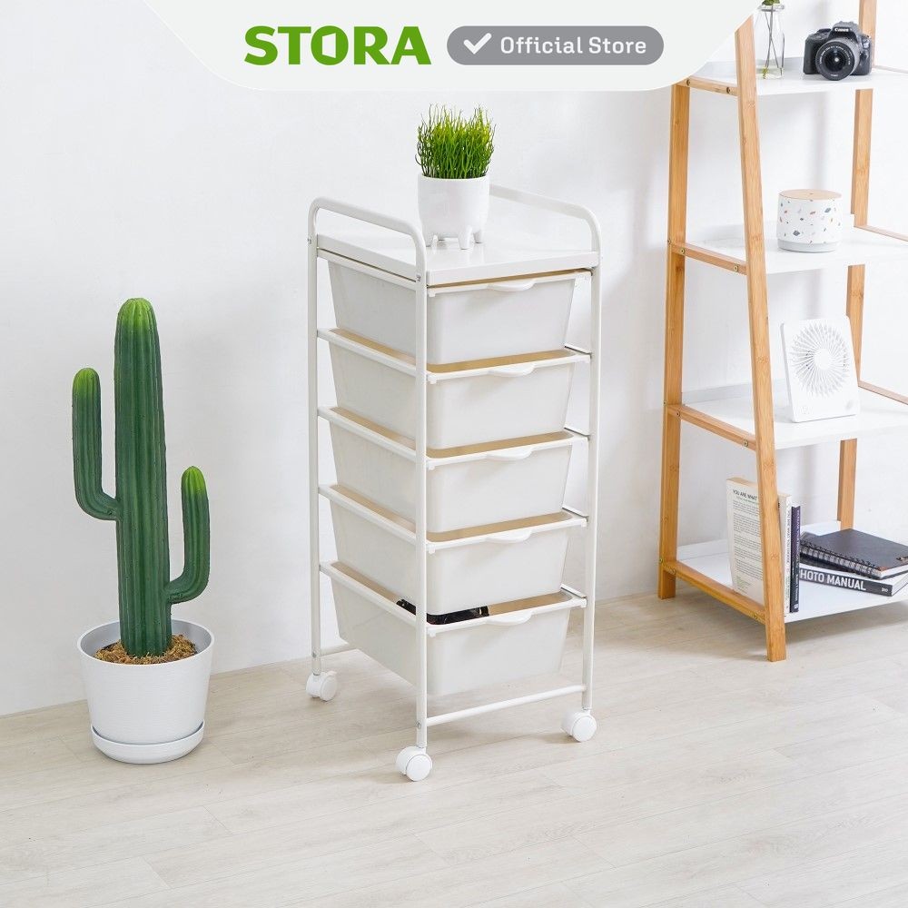 Jual Stora Rak Penyimpanan Dengan 5 Tray Plastik - Putih Tempat ...