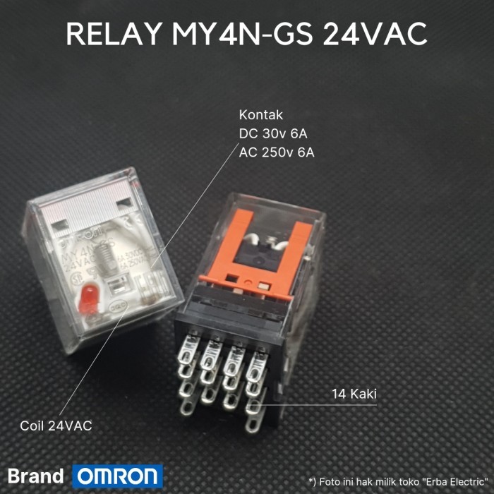 Jual TK99 Omron MY4N-GS 24v AC Relay Kontak 6A Relai 14 pin relai ...
