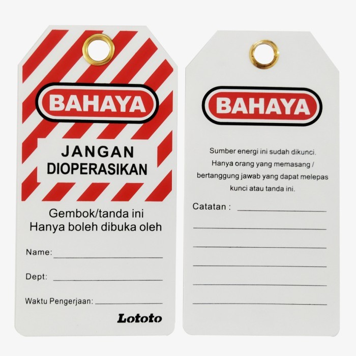 Jual LOTOTO L497A Safety Loto Tags Bahasa Indonesia (1Bags isi 10pcs ...