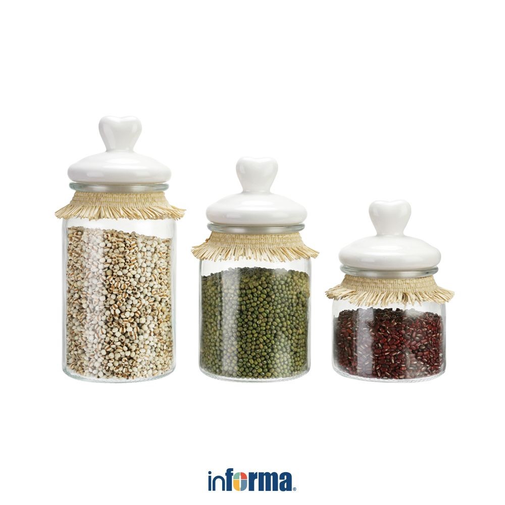 Jual Informa Set 3 pcs Stoples Kaca Winnie Love Jar Tempat Simpan Snack ...