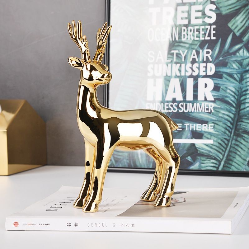 Jual Pajangan Rusa Gold / Ornamen Golden Ceramic Deer Patung Pajangan ...