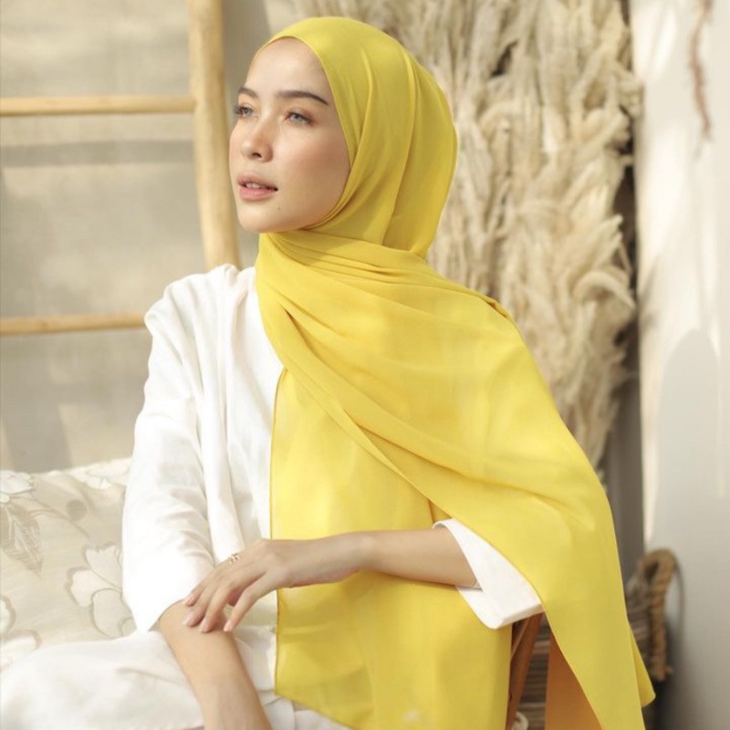 Jual YELLOW / GOLKAR Pashmina Ceruty Babydoll Premium ( Hijab Pashmina ...