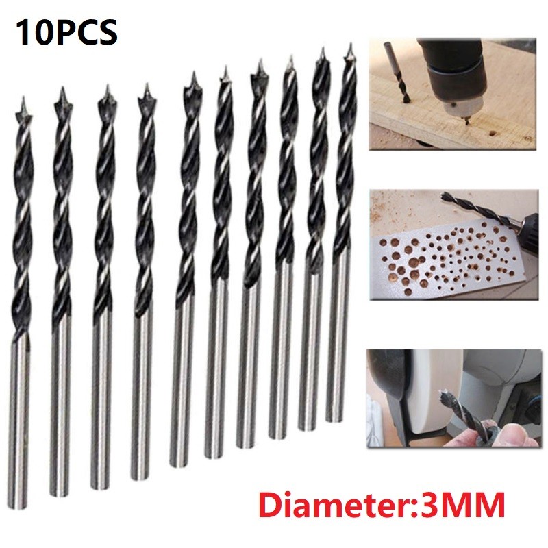 Jual 10PCS 3*58mm Wood Drill Bits Center Point 2 Shoulder Rotary Head ...